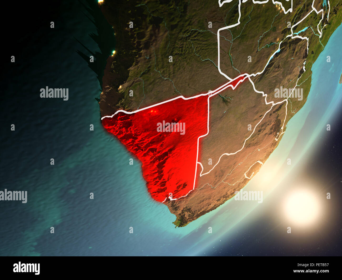 Namibia from space with highly detailed surface textures and visible ...