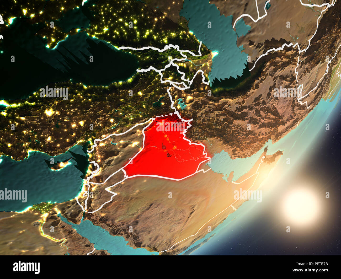 Iraq from space with highly detailed surface textures and visible ...