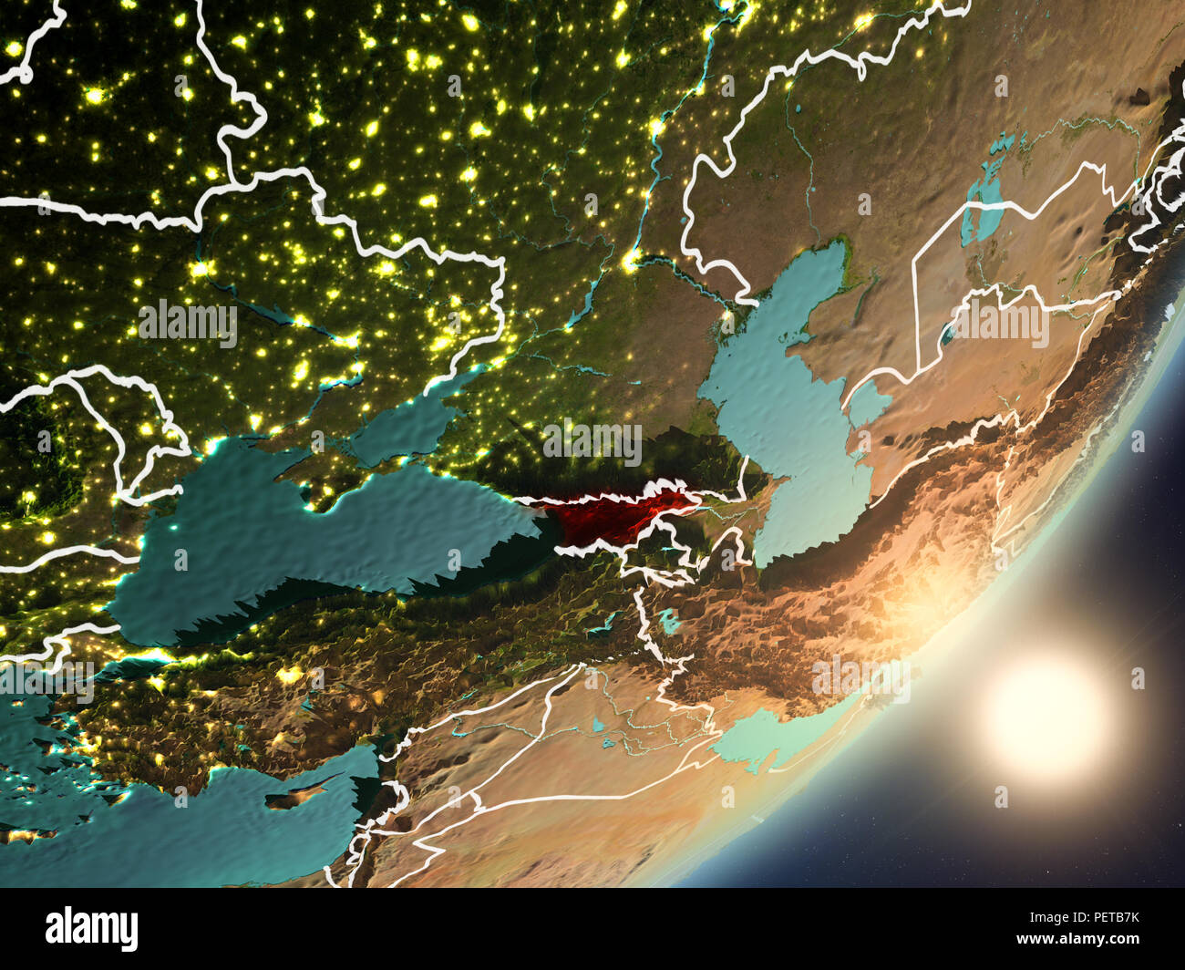 Georgia from space with highly detailed surface textures and visible ...