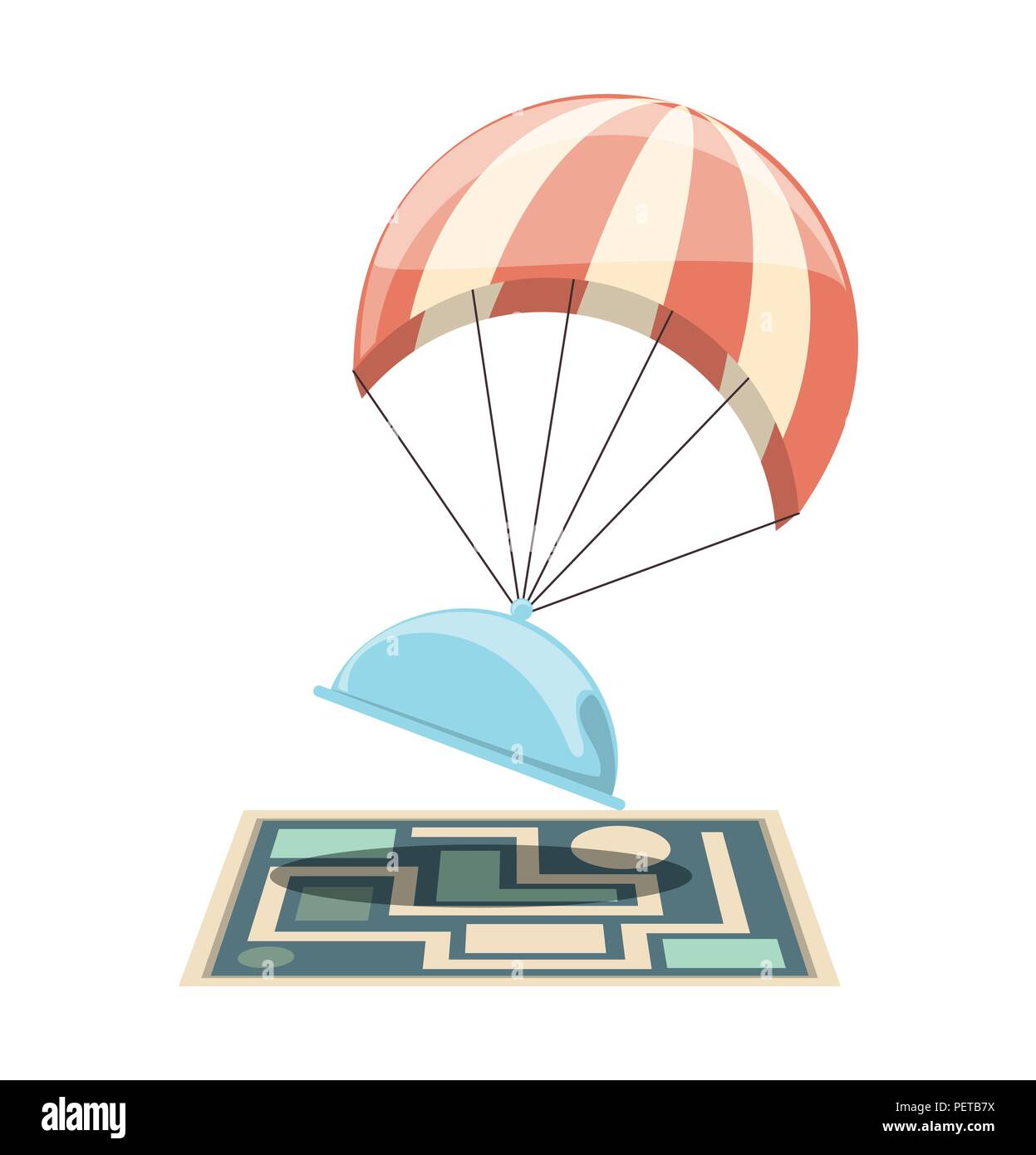 food delivery service with parachute vector illustration design Stock ...