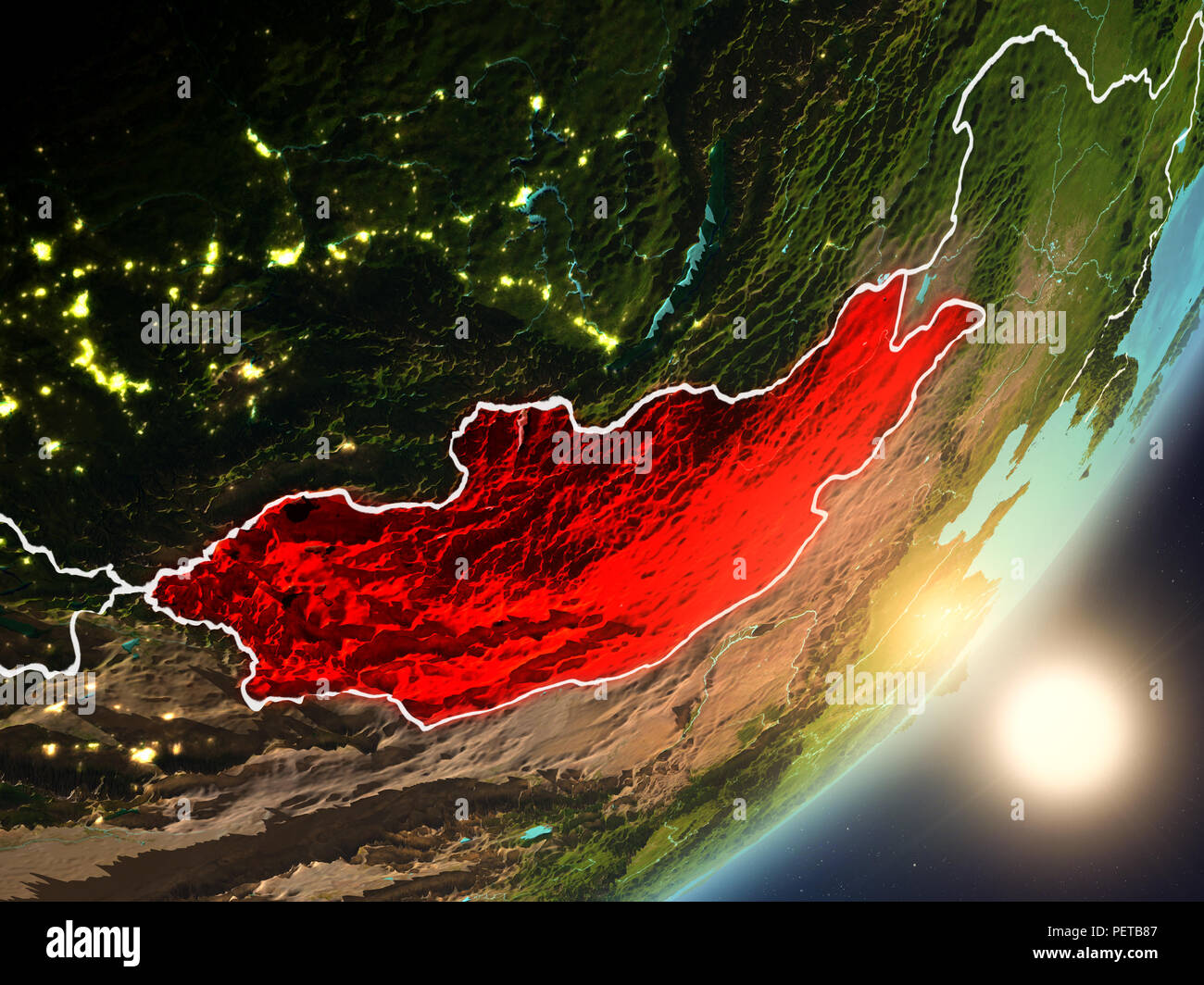 Mongolia from space with highly detailed surface textures and visible ...
