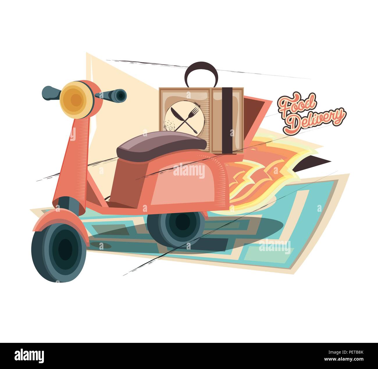 food delivery service with motorcycle vector illustration design Stock ...
