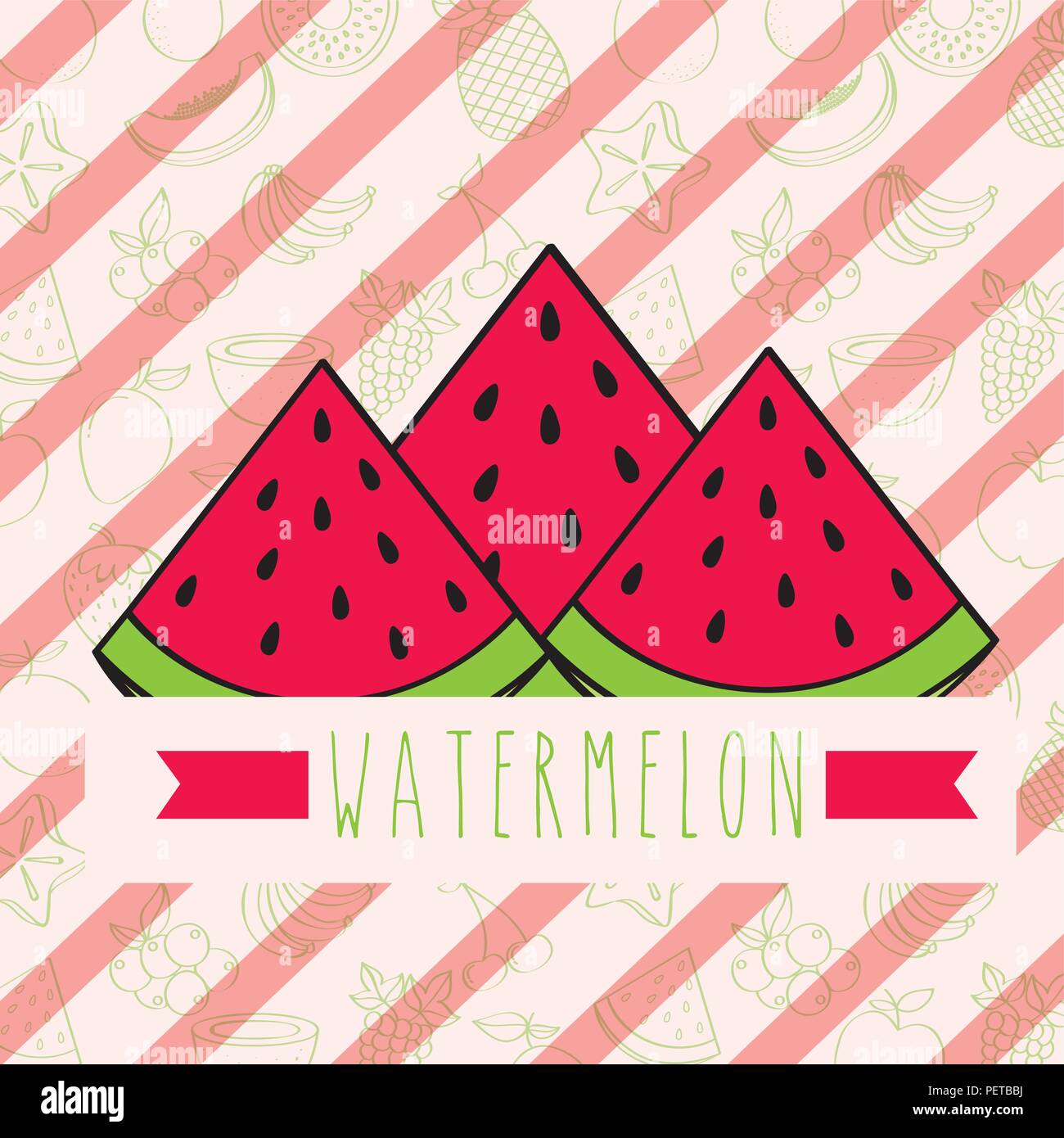 Striped ripe watermelon cut Stock Vector Images - Alamy
