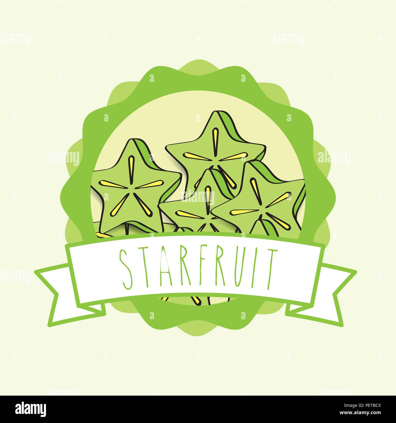 fresh carambola natural fruit organic emblem design Stock Vector Image ...