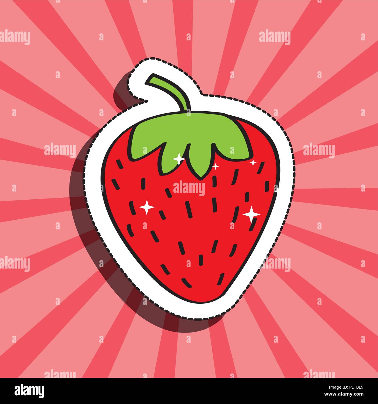 fresh strawberry delicious fruit drawing sticker image Stock Vector ...