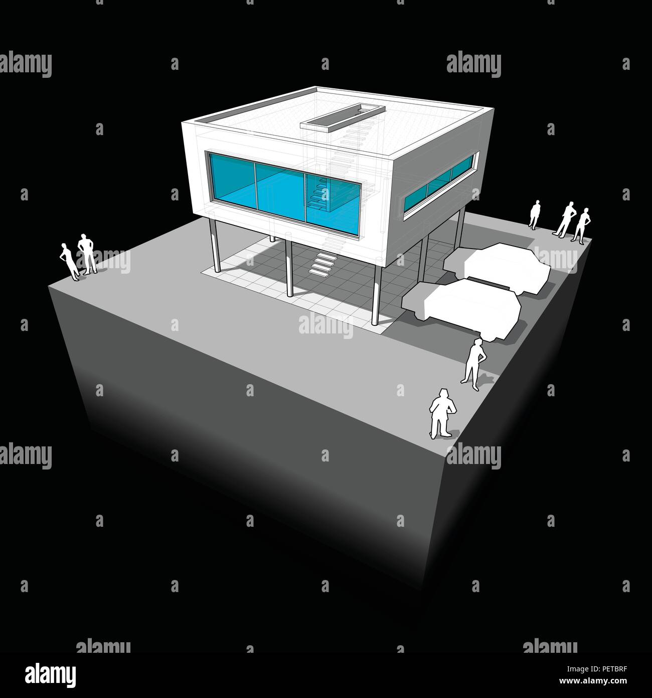 Diagram of a modern house or functionalistic villa Stock Vector Image ...