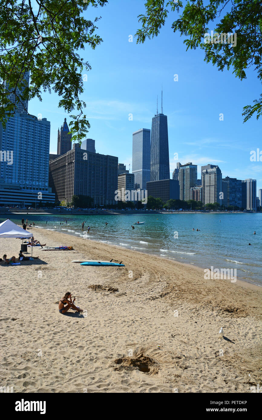 Skyscrapers in the Streeterville neighborhood loom in the background of ...