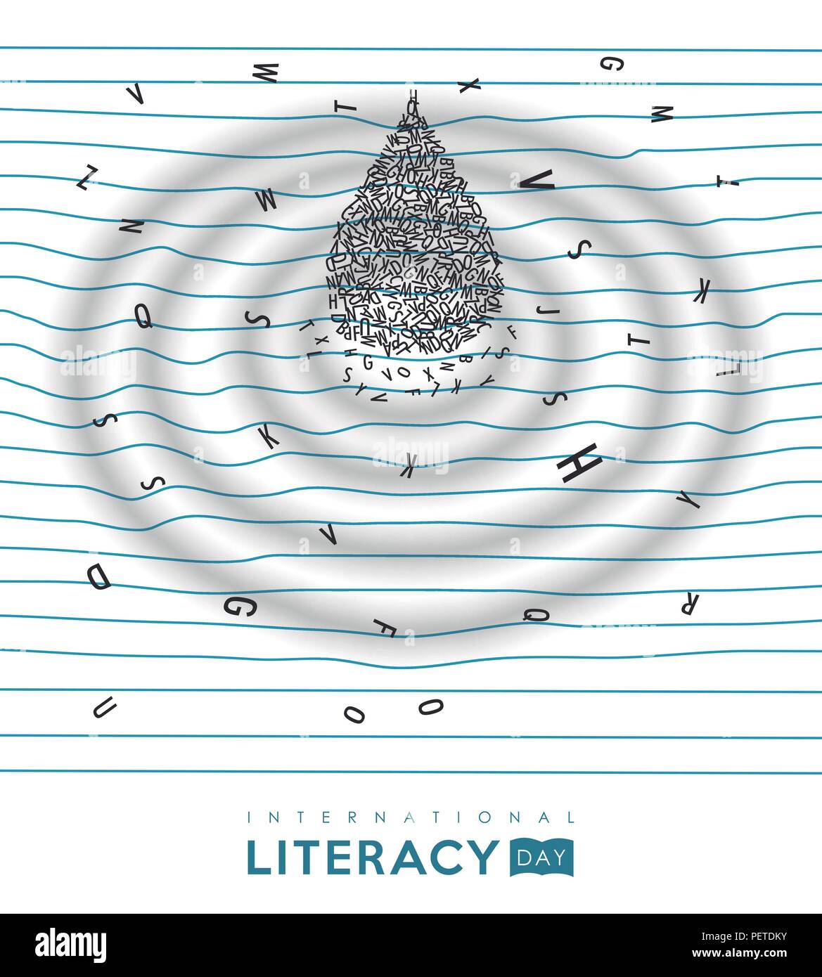World Literacy Day illustration of alphabet letter water drop on school ...