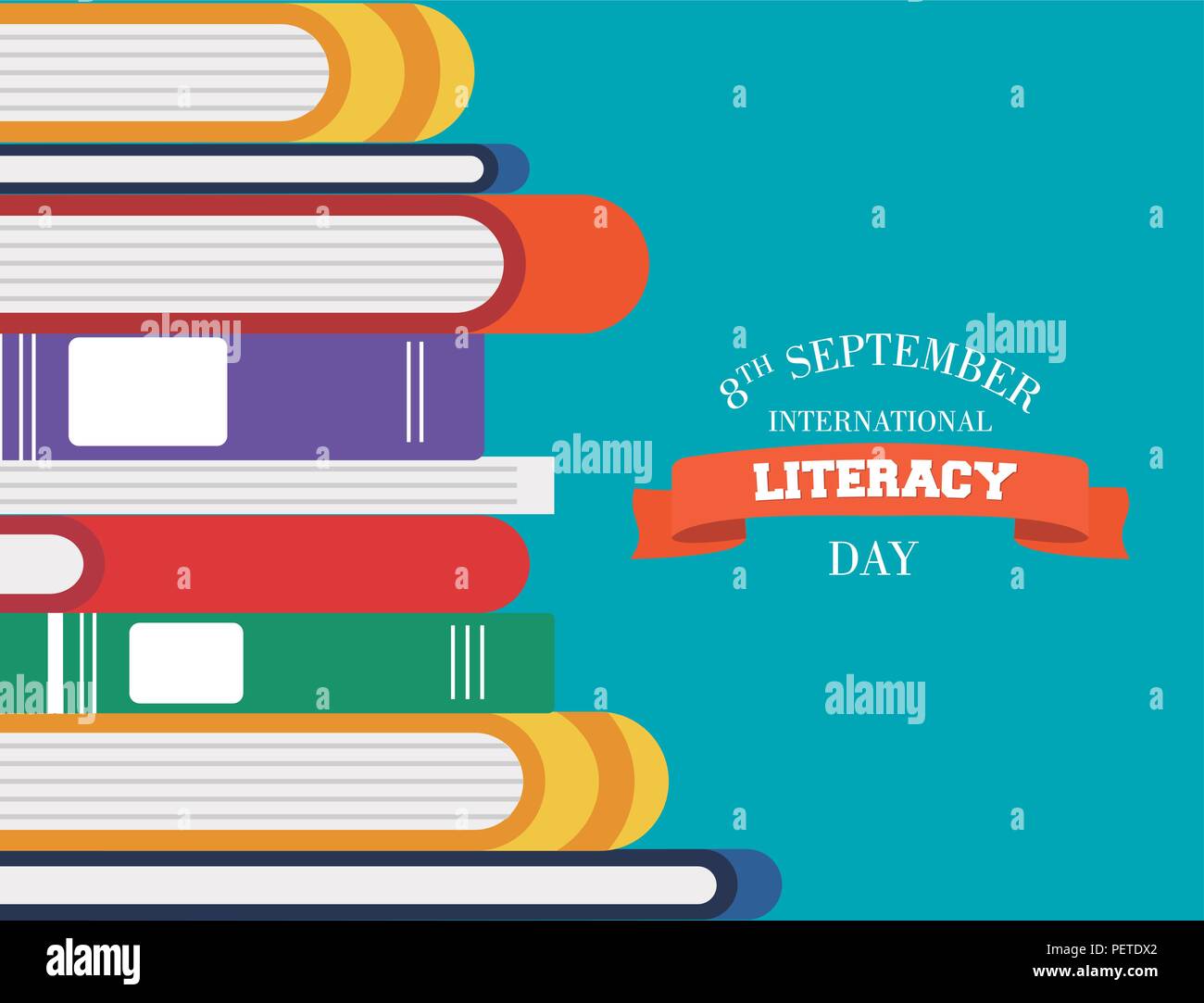 International Literacy Day illustration of book pile. Reading education ...
