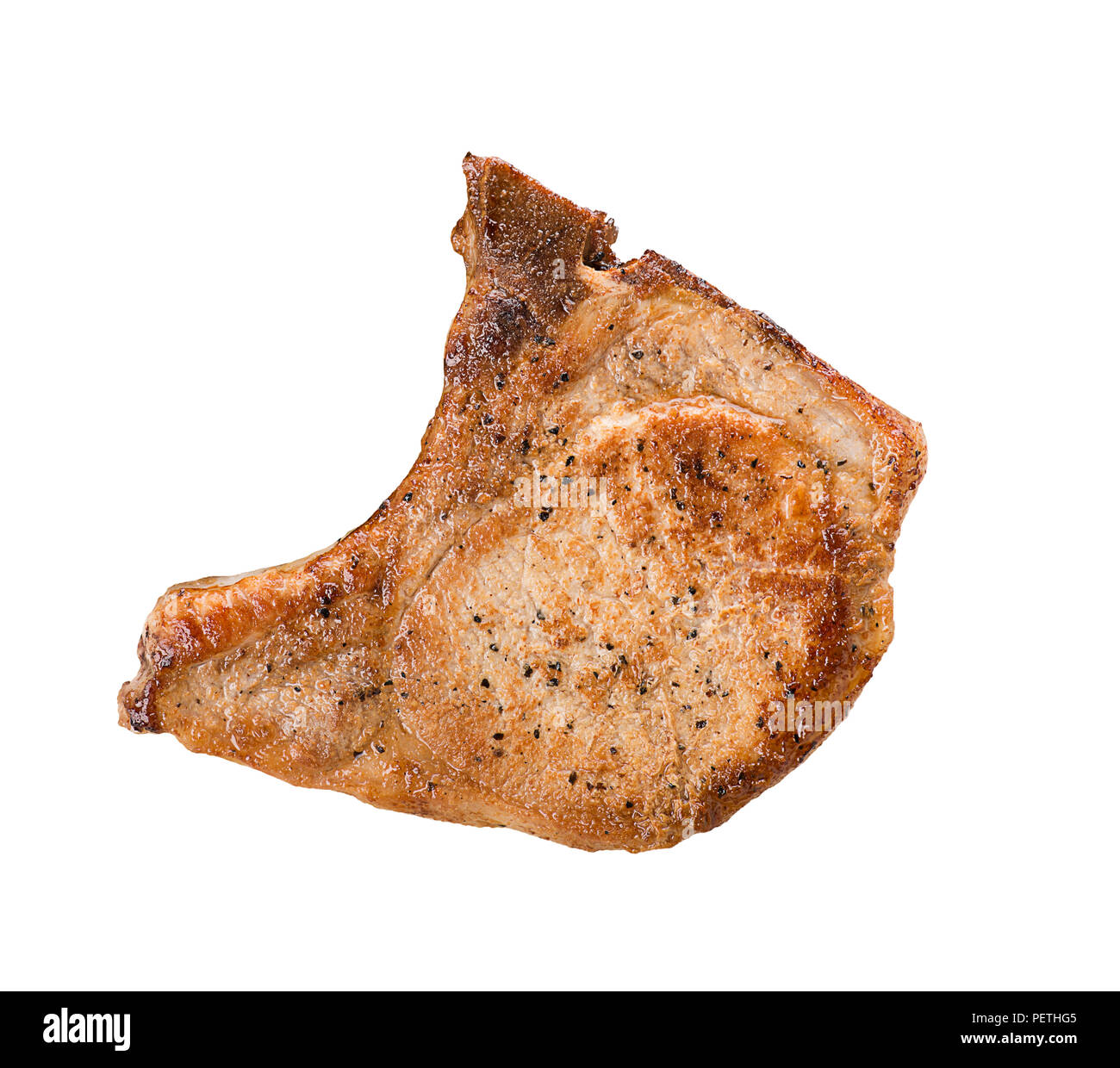 Cooked pork chop isolated on white background Stock Photo - Alamy