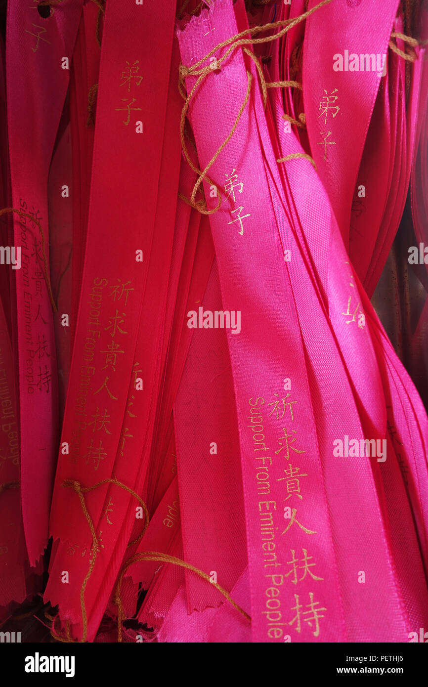 Wish ribbons in chinese buddhist Kek lok Si temple, Malaysia. Chinese ...