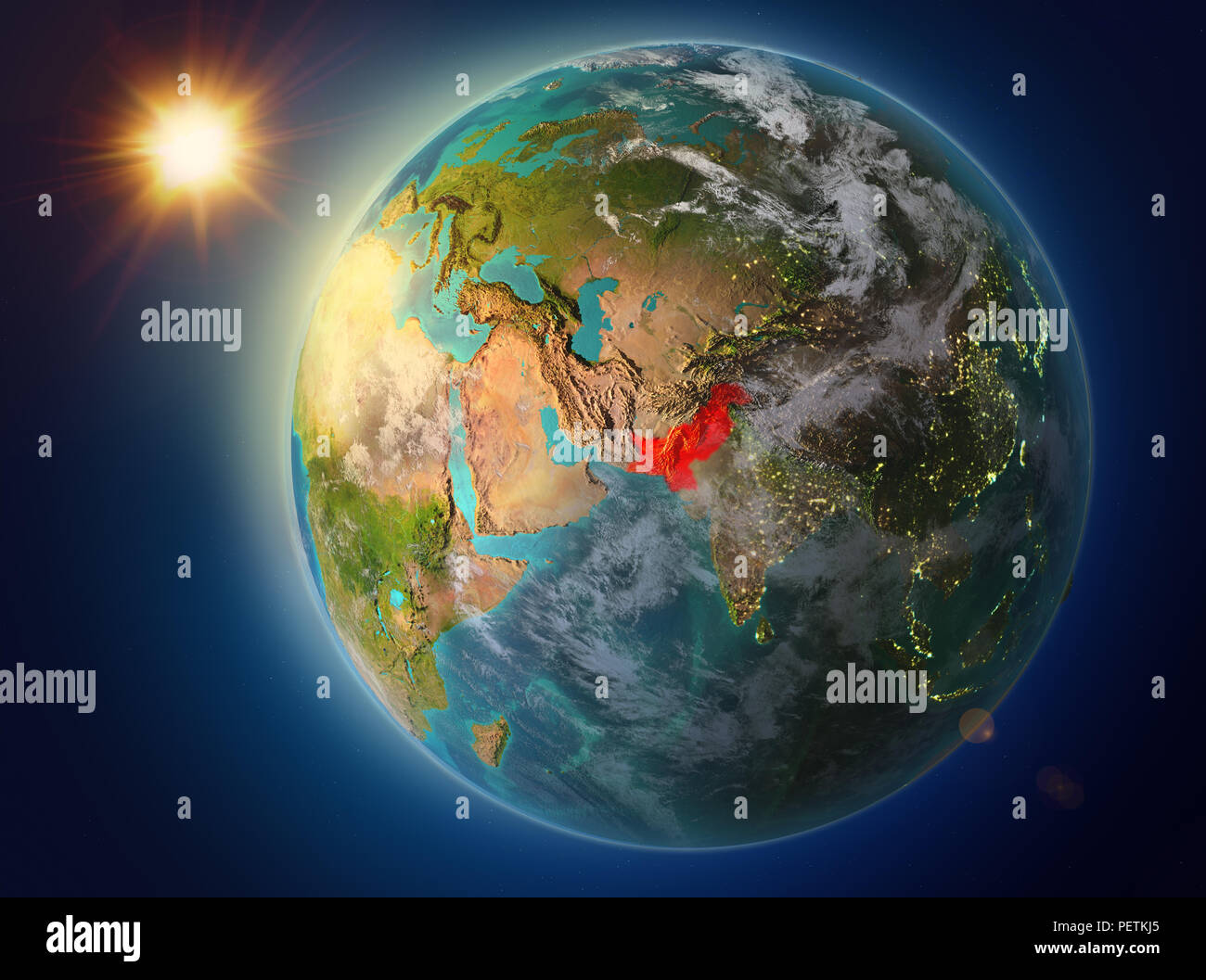 Highlighted satellite image of pakistan hi-res stock photography and ...