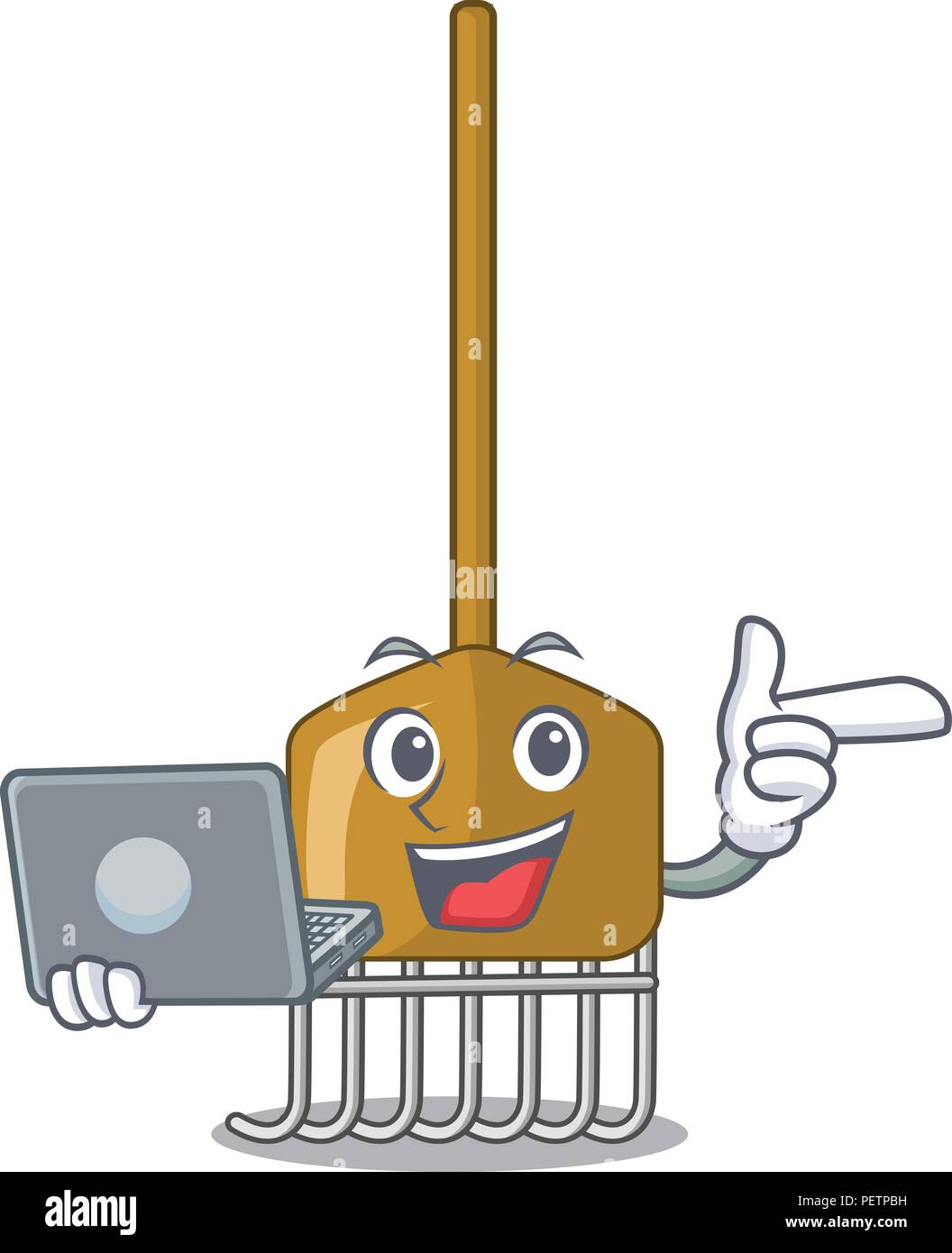 With laptop rake character cartoon style Stock Vector Image & Art - Alamy