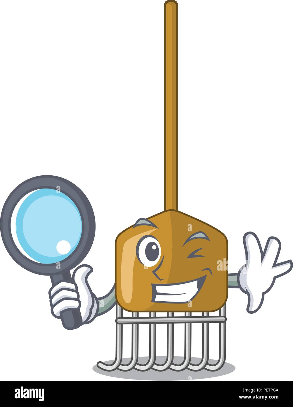 Detective cartoon rake leaves with wooden stick Stock Vector Image ...