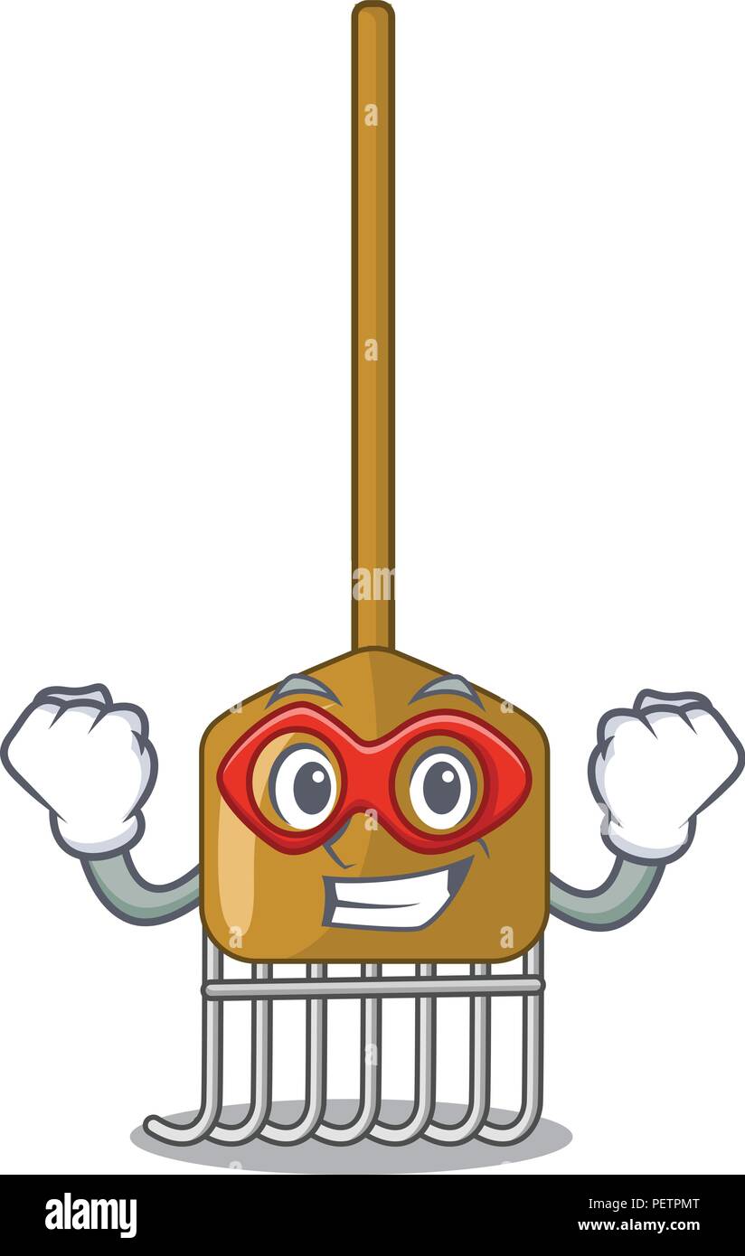 Super hero cartoon rake leaves with wooden stick Stock Vector Image ...