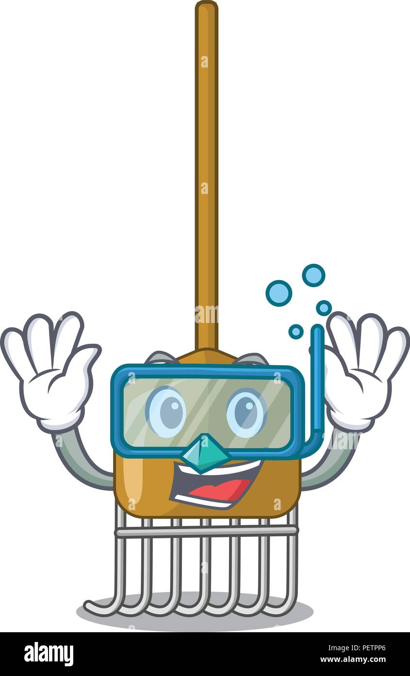 Diving cartoon rake leaves with wooden stick Stock Vector Image & Art ...