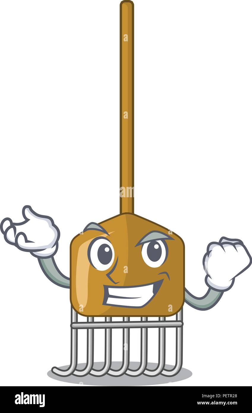 Successful cartoon rake leaves with wooden stick Stock Vector Image ...