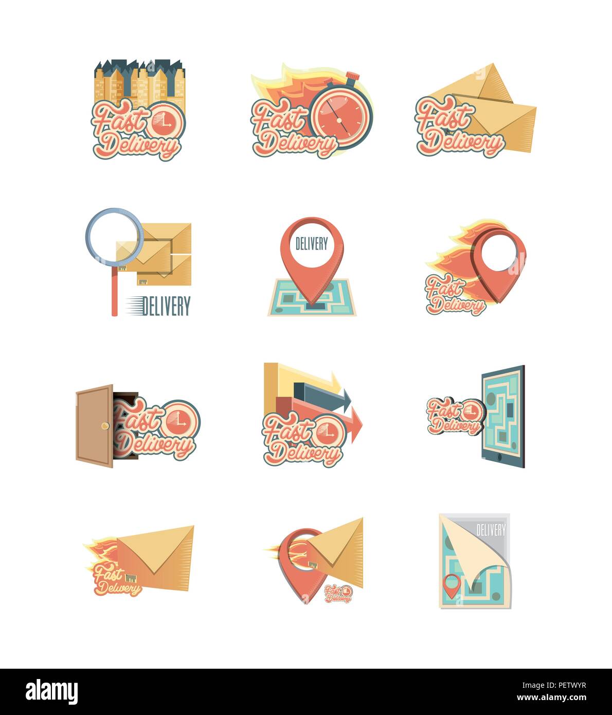 food delivery service set icons vector illustration design Stock Vector ...
