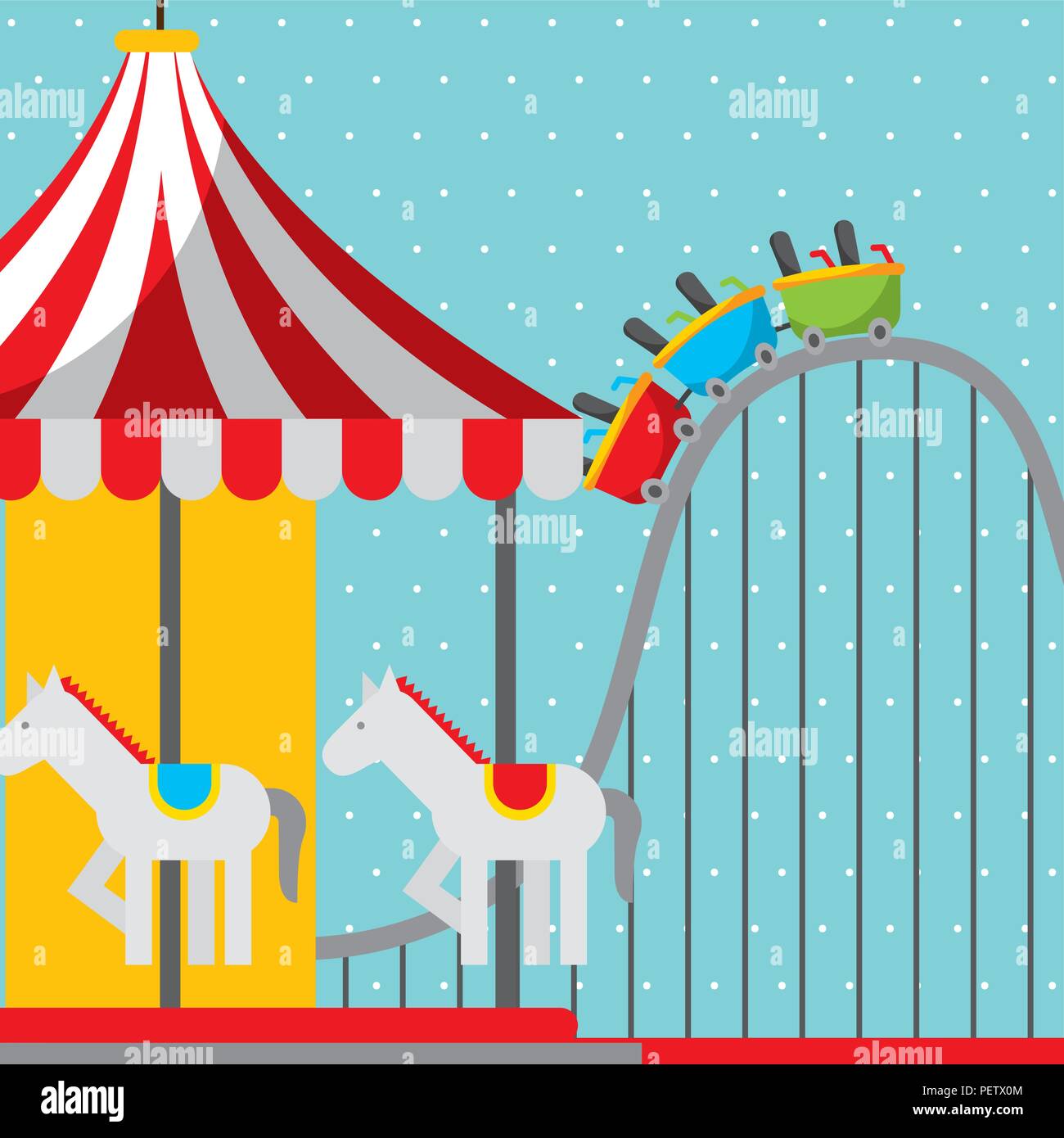 roller coaster and carousel carnival fun fair festival Stock Vector ...