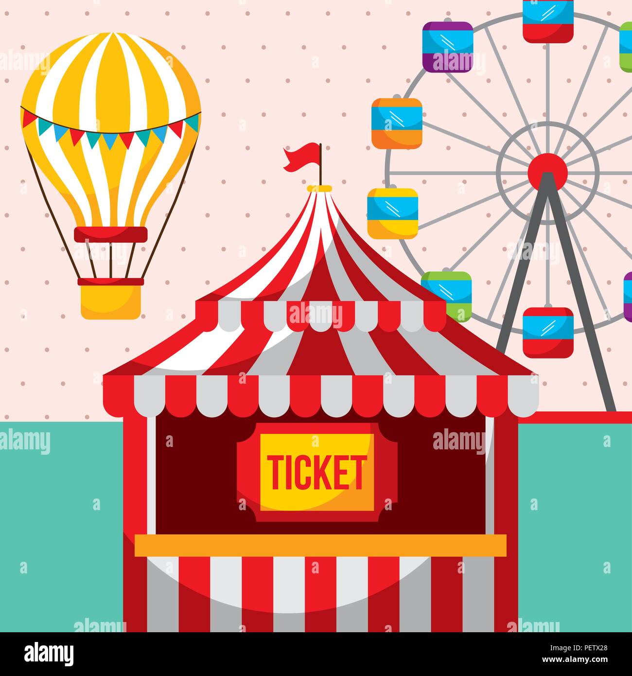 ticket booth ferris wheel carnival fun fair festival Stock Vector Image ...