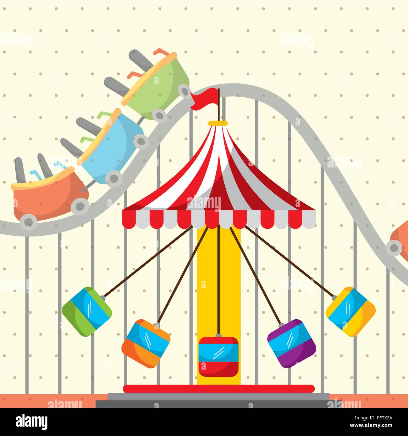 roller coaster chair carousel carnival fun fair festival Stock Vector ...
