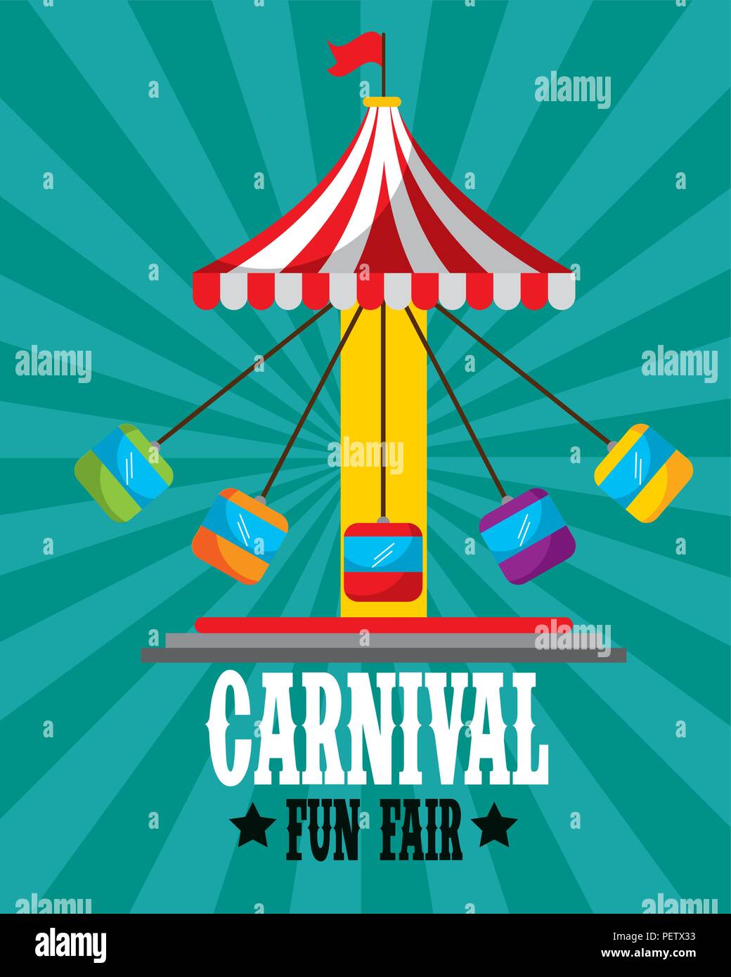 swinging carousel with seats retro carnival fun fair Stock Vector Image ...