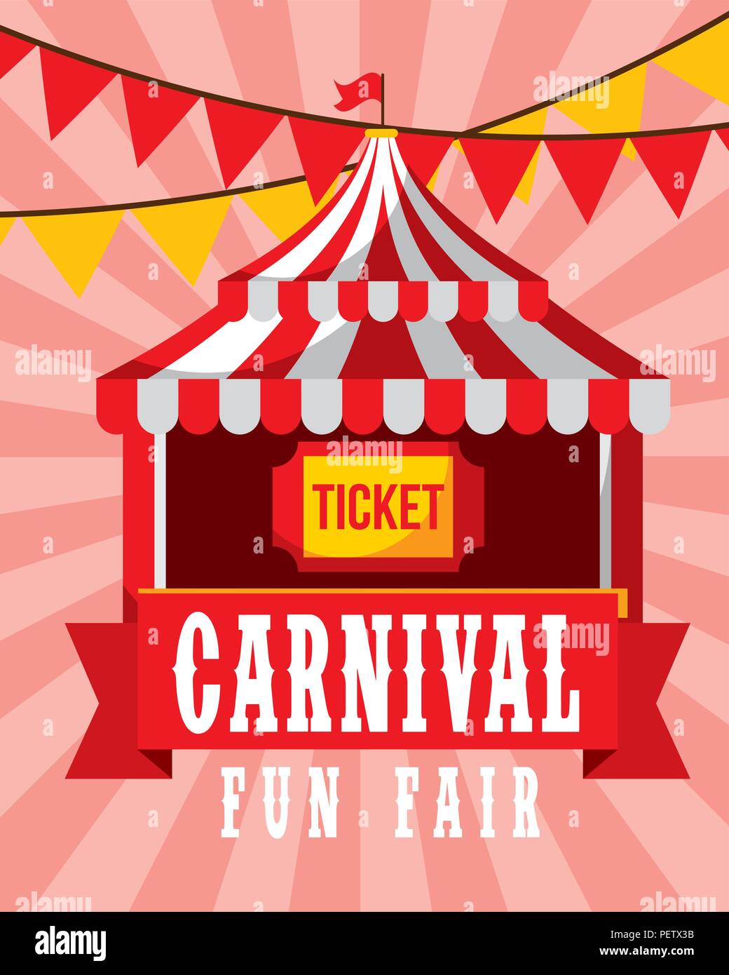circus tent ticket pennant retro carnival fun fair Stock Vector Image ...