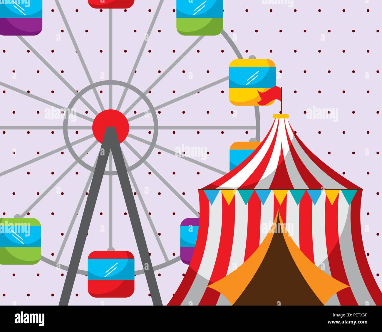 circus tent ferris wheel carnival fun fair festival Stock Vector Image ...