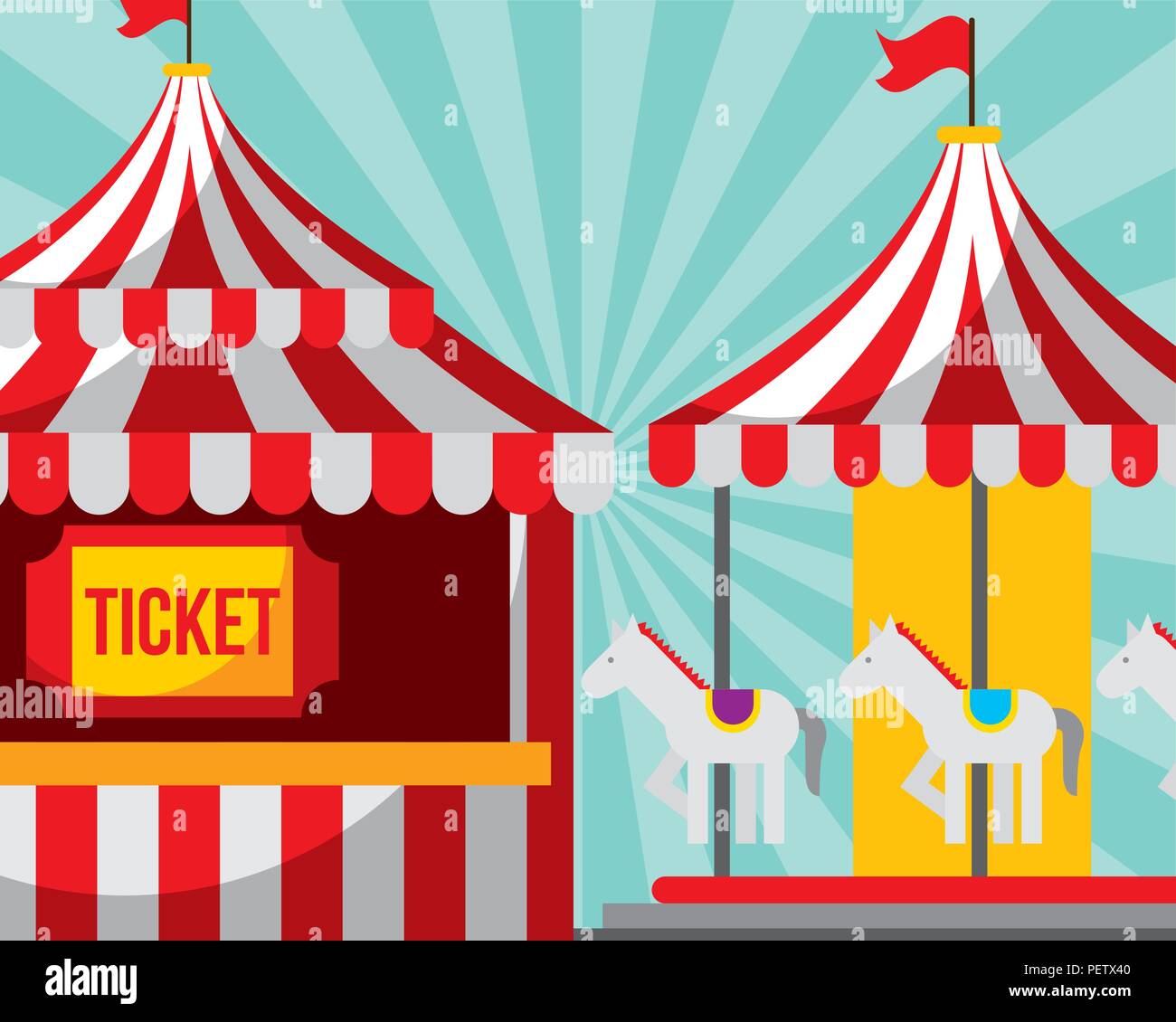 ticket booth and carousel carnival fun fair festival Stock Vector Image ...