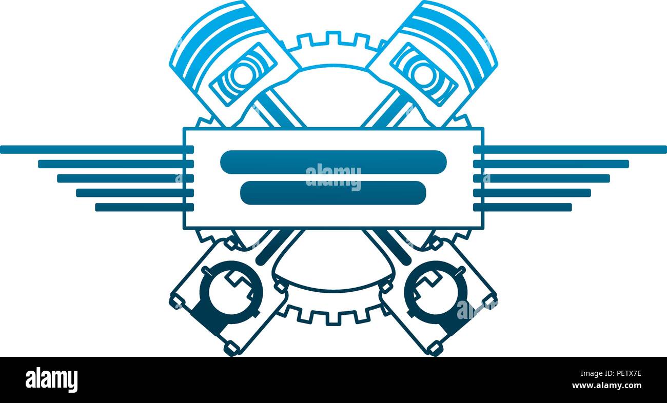crossed pistons gear engine industry automotive Stock Vector Image ...