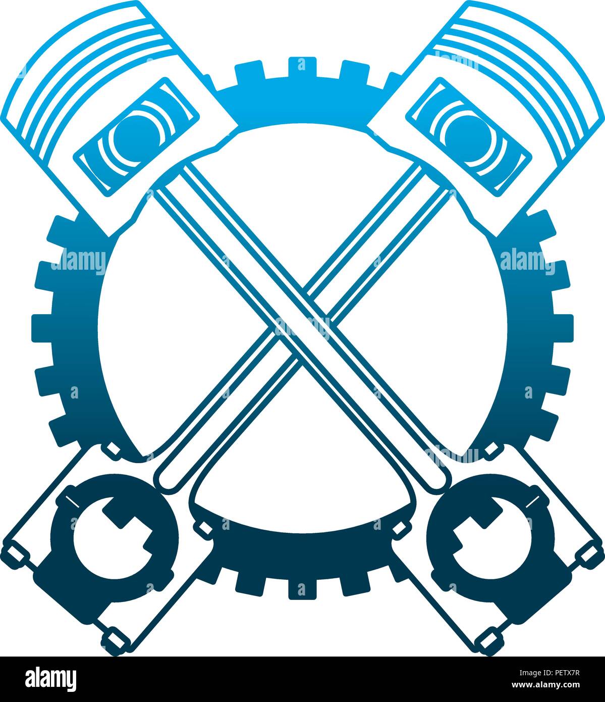 crossed pistons gear cogwheel industry automotive Stock Vector Image ...