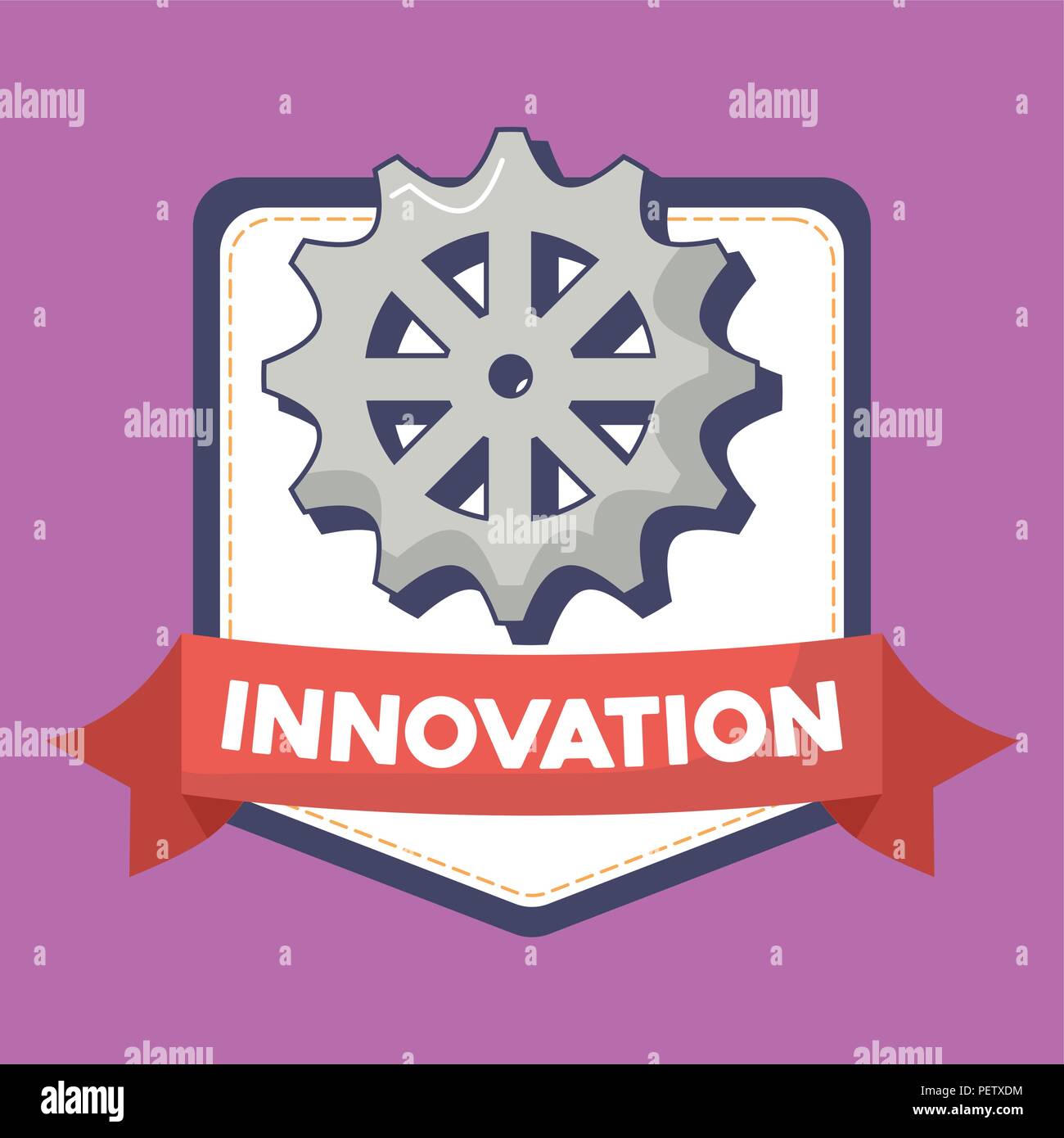 decorative frame with gear wheel icon over purple background, colorful ...
