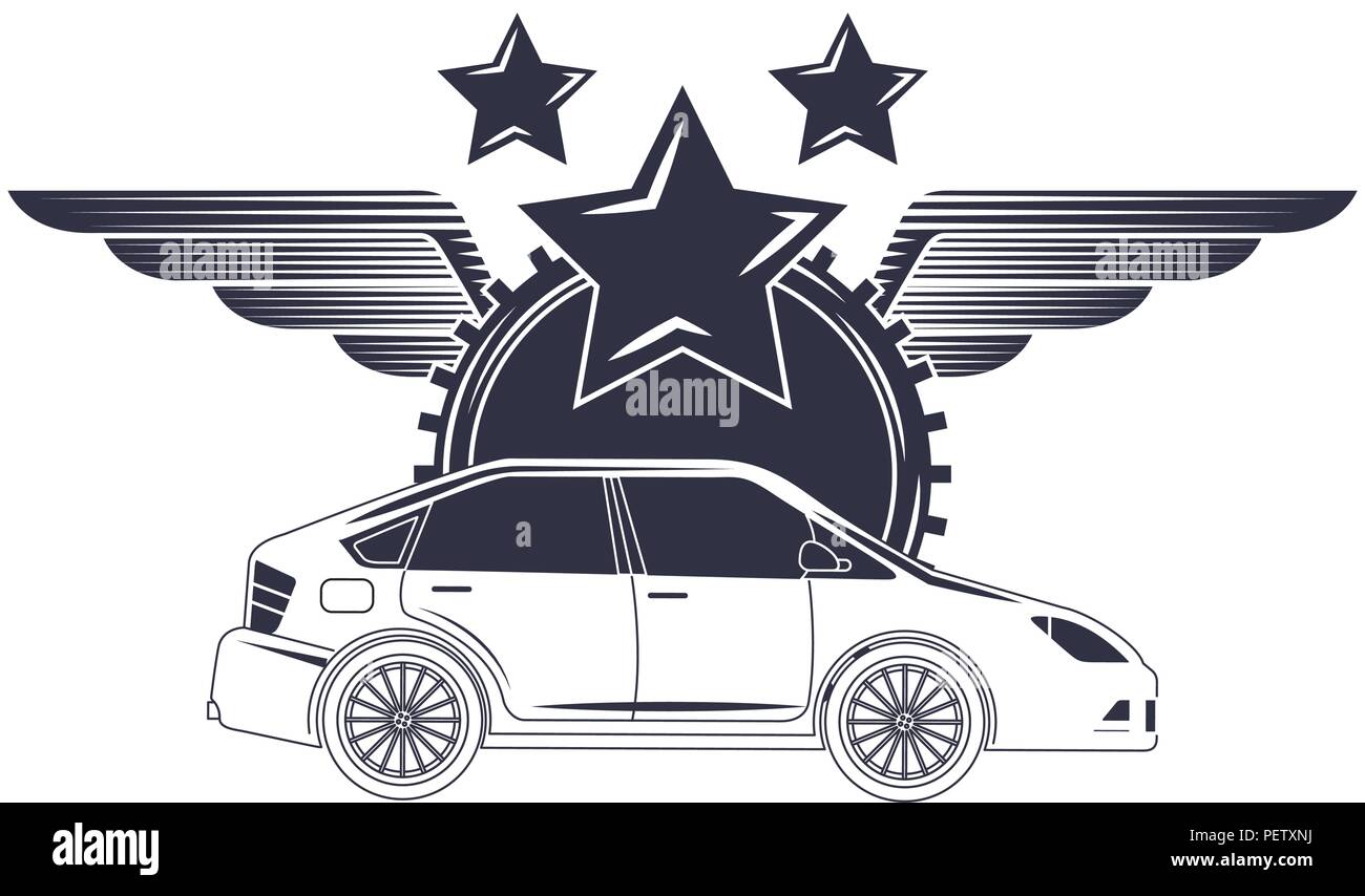 industry automotive car vehicle gear star wings stamp Stock Vector ...