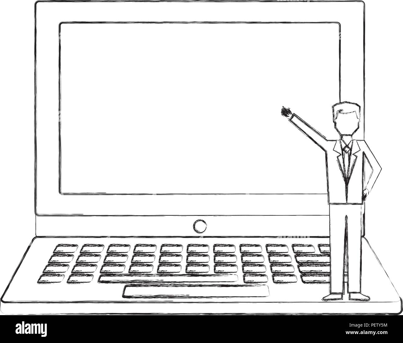 Businessman standing holding laptop Stock Vector Images - Alamy