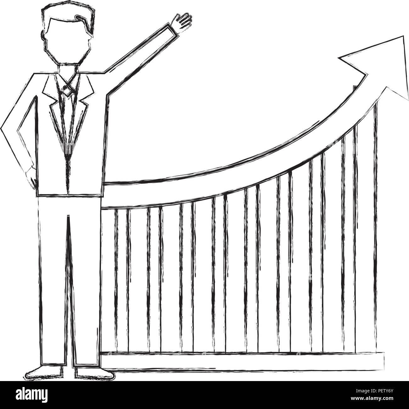 businessman pointing diagram statistic chart arrow Stock Vector Image ...