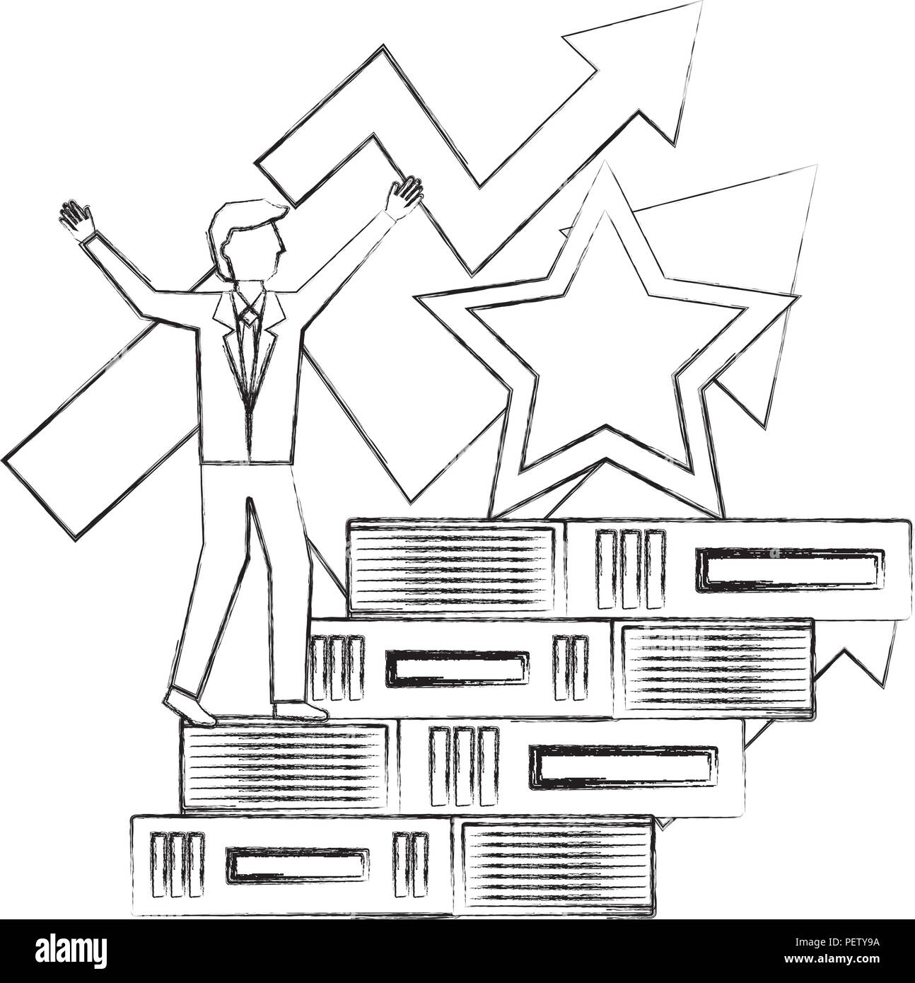 Person climbing stars Stock Vector Images - Alamy
