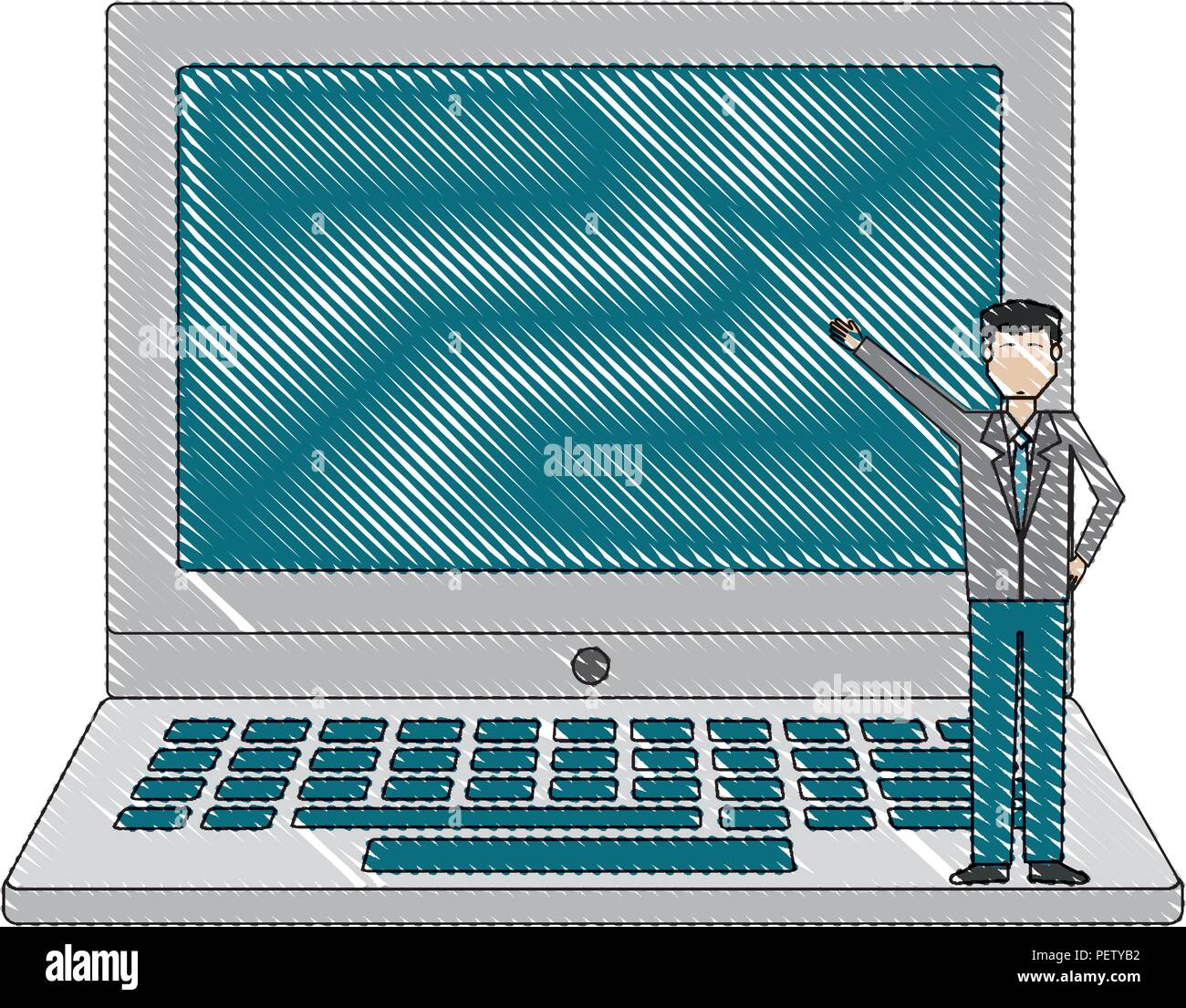 Businessman standing holding laptop Stock Vector Images - Alamy