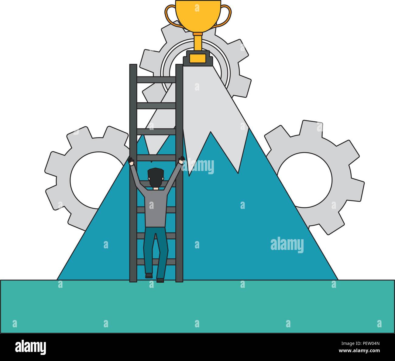 Cartoon Man Climbing Stairs High Resolution Stock Photography and ...