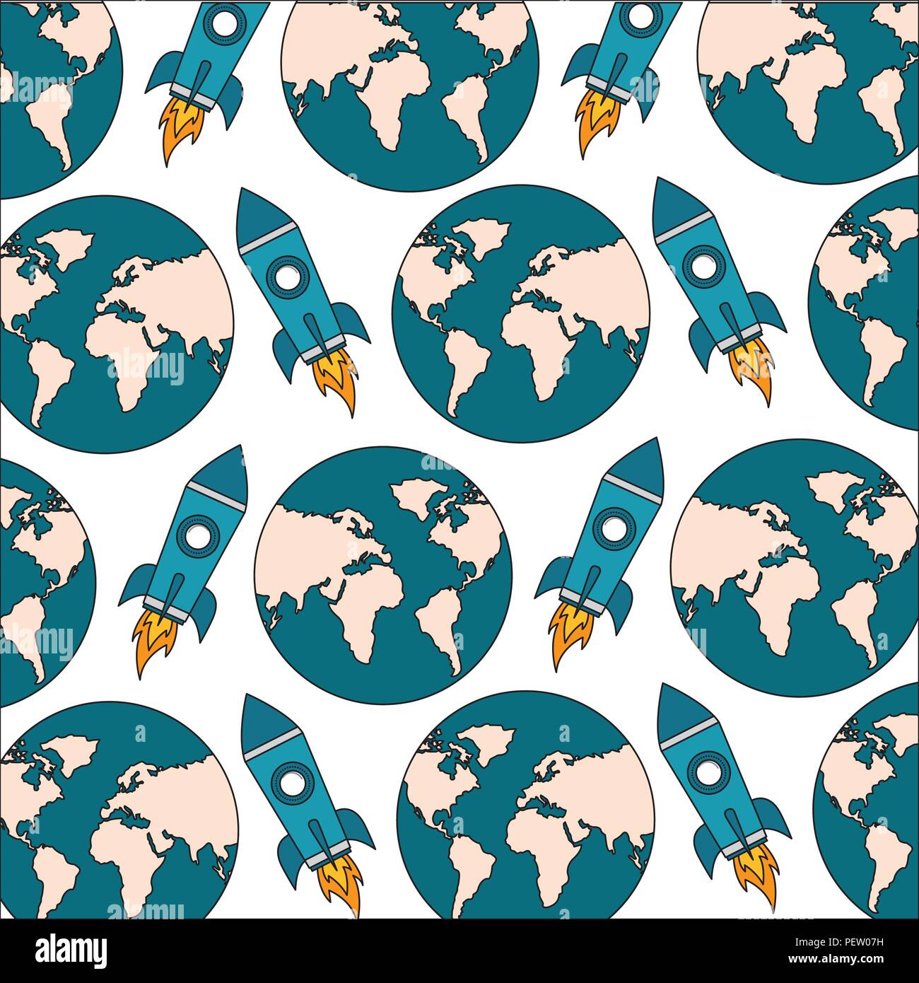 world rocket spaceship adventure progress pattern Stock Vector Image ...