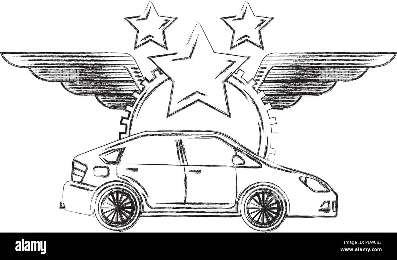 industry automotive car vehicle gear star wings stamp Stock Vector ...