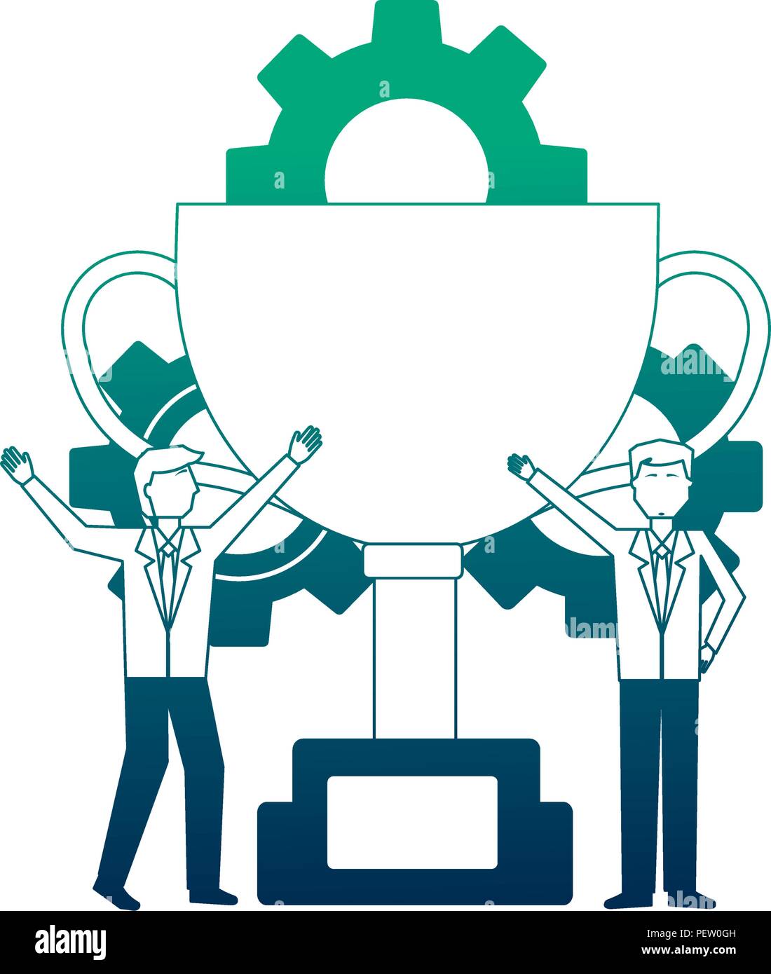 businessmen with trophy and gears work team Stock Vector Image & Art ...