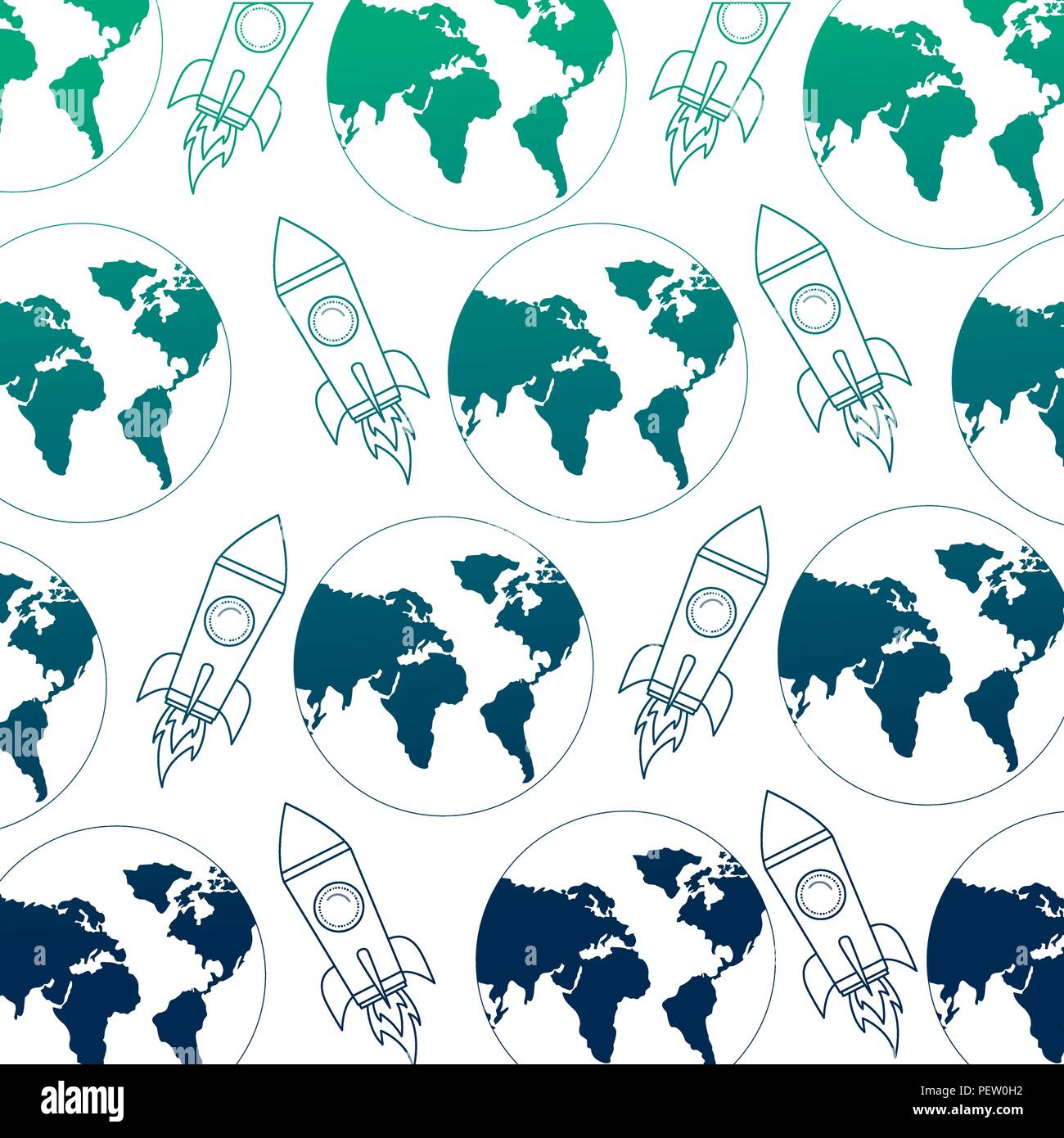 world rocket spaceship adventure progress pattern Stock Vector Image ...