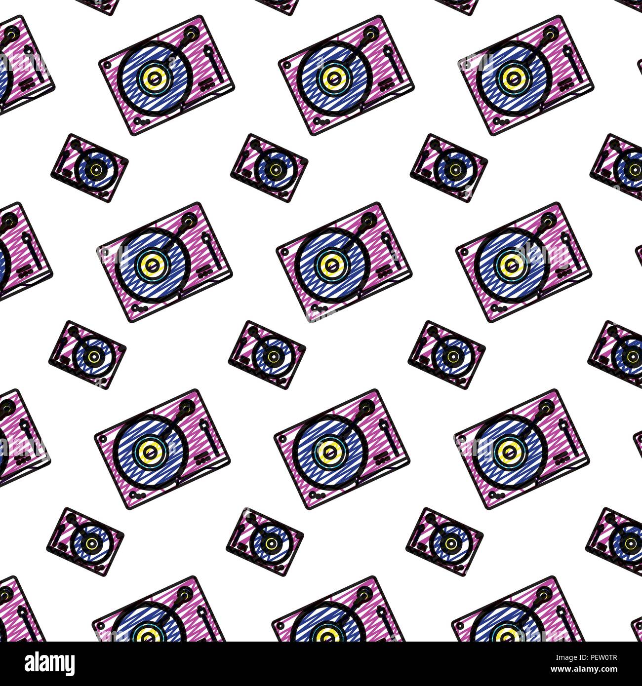 doodle walkman listen stereo music background Stock Vector Image & Art ...