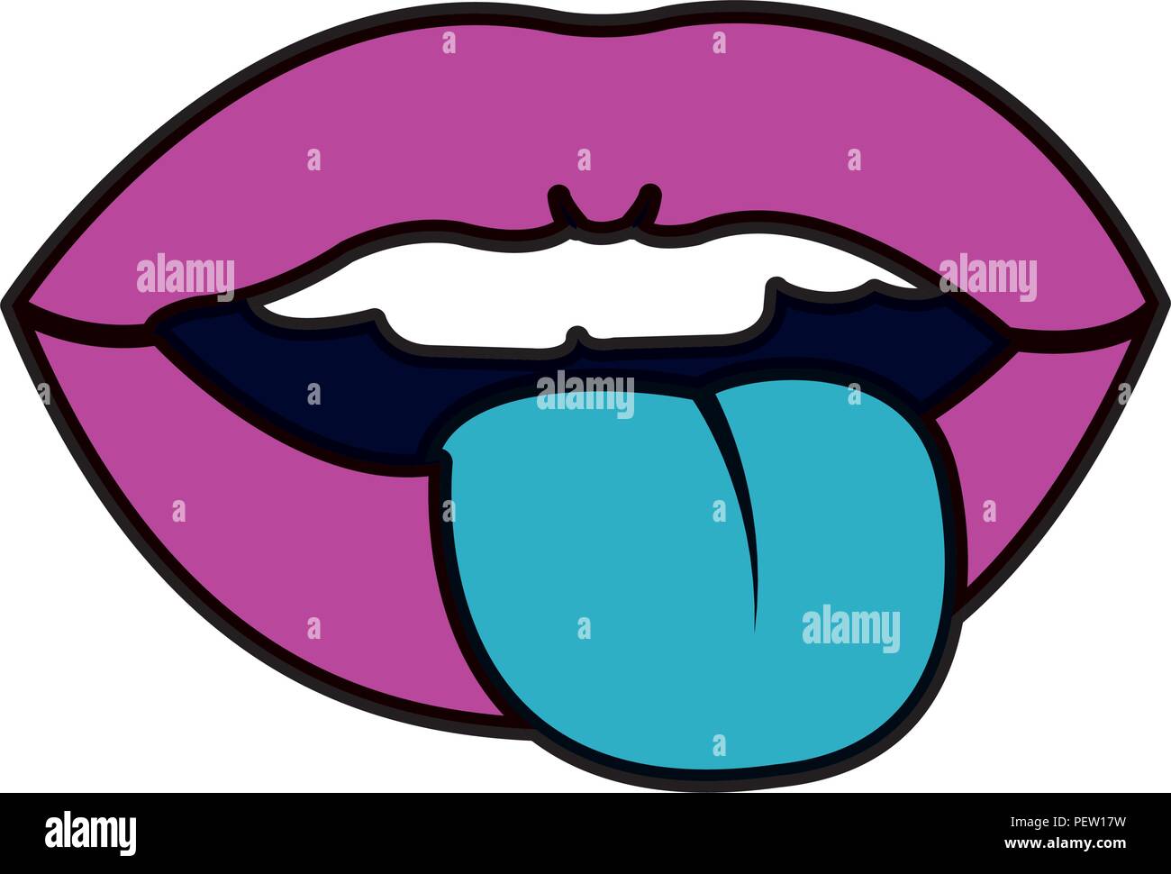 color funny mouth with teeth and tongue sign Stock Vector Image & Art ...
