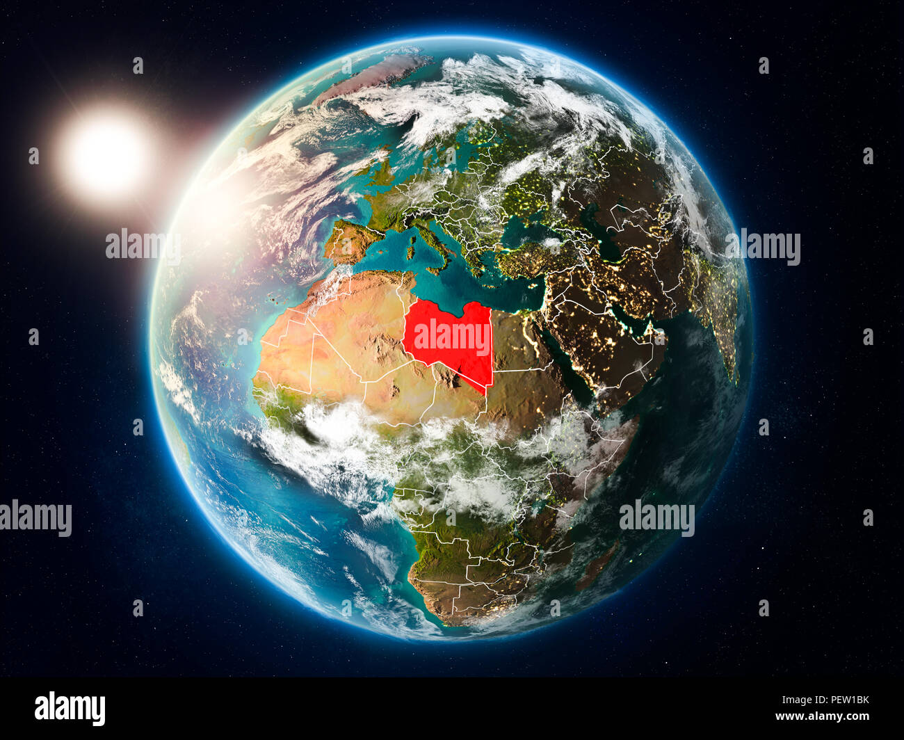 Highlighted satellite image of libya hi-res stock photography and ...