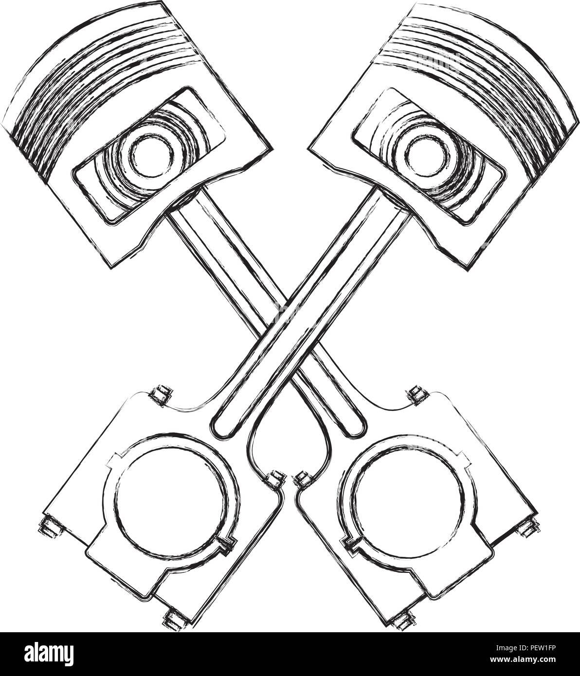 Crossed Piston Drawing