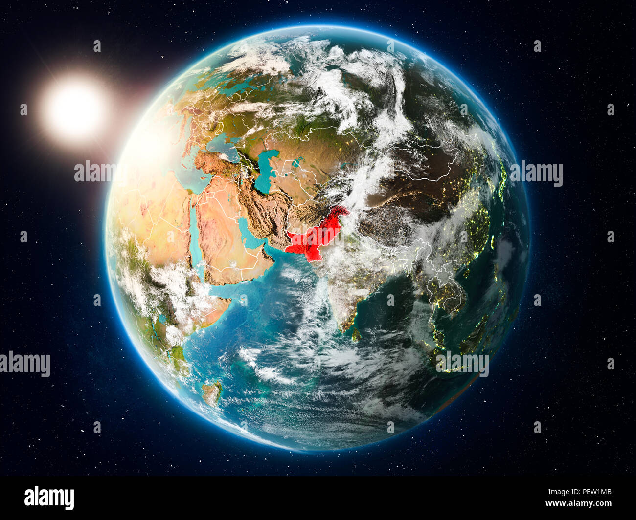 Highlighted satellite image of pakistan hi-res stock photography and ...