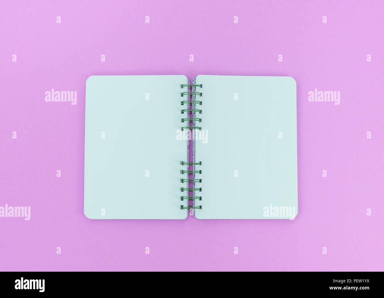 Open Notepad on purple background. Top view flat lay Stock Photo - Alamy