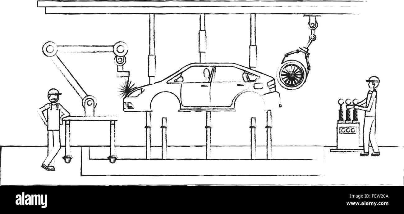 mechanic worker with assembly car machine Stock Vector Image & Art - Alamy