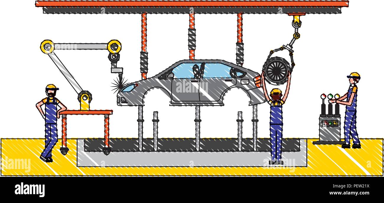 mechanic worker with assembly car machine Stock Vector Image & Art - Alamy